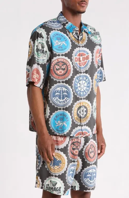 CRIMINAL DAMAGE Bottle Cap Button Front Shirt