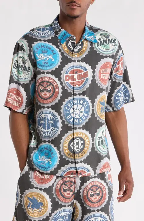 CRIMINAL DAMAGE Bottle Cap Button Front Shirt