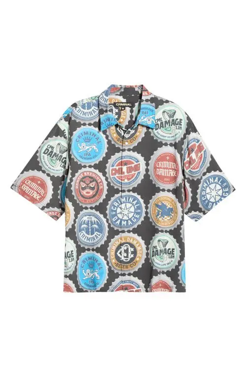 CRIMINAL DAMAGE Bottle Cap Button Front Shirt