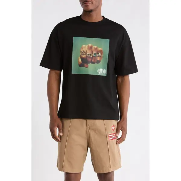 CRIMINAL DAMAGE Fist Of Gold Crewneck T-shirt - Black