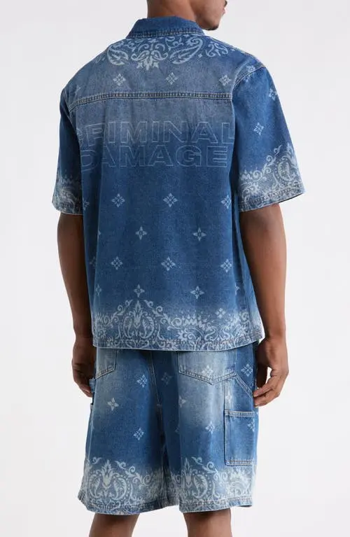 CRIMINAL DAMAGE Laser Print Denim Shirt