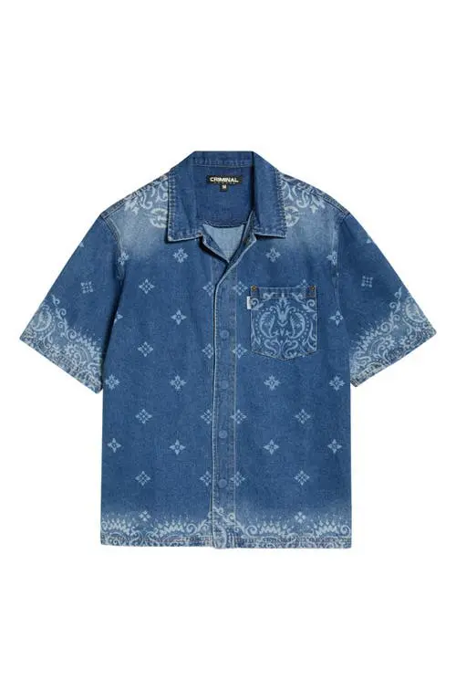 CRIMINAL DAMAGE Laser Print Denim Shirt