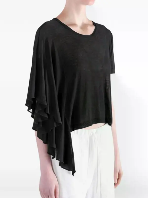 UMA WANG Asymmetric Ruffled T-shirt
