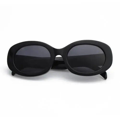 12PM STUDIOS Milan Oval Sunglasses - Black/black