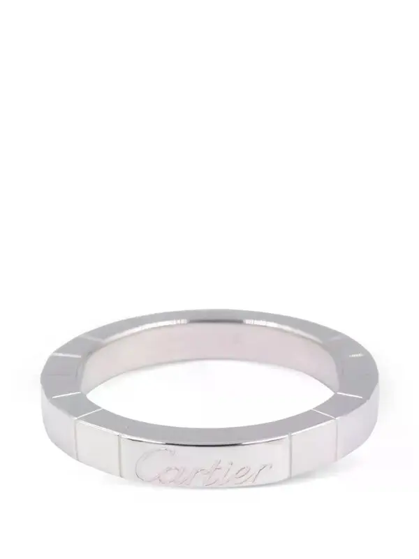 Cartier 18k White Gold Logo Engraved Square-link Ring
