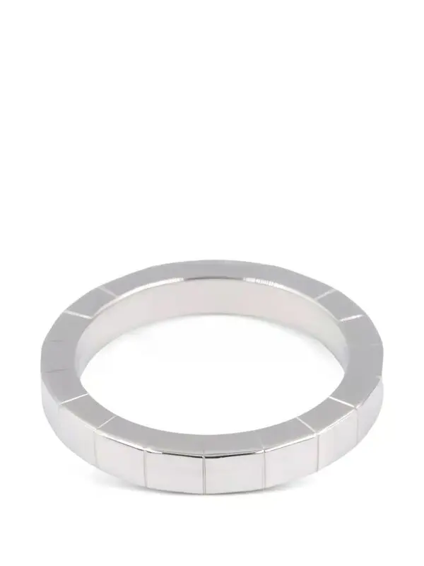 Cartier 18k White Gold Logo Engraved Square-link Ring