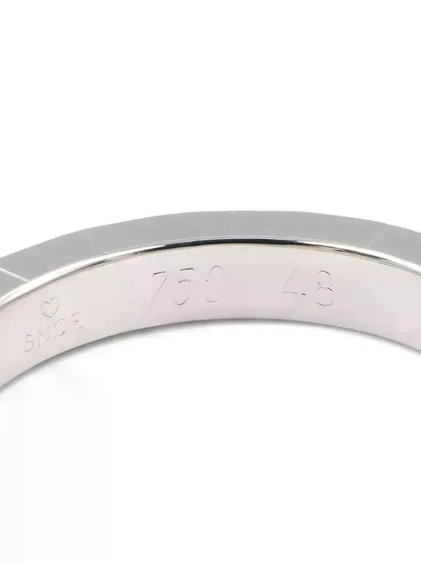 Cartier 18k White Gold Logo Engraved Square-link Ring