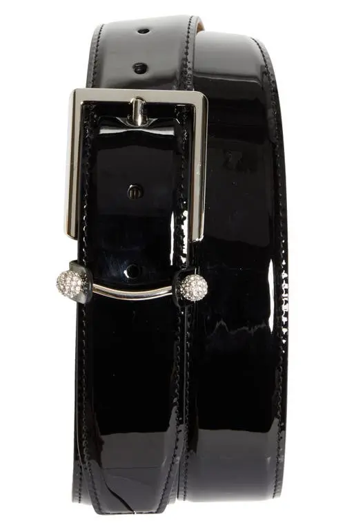CHRISTIAN LOUBOUTIN Chambeliss Patent Leather Belt - Black/silver
