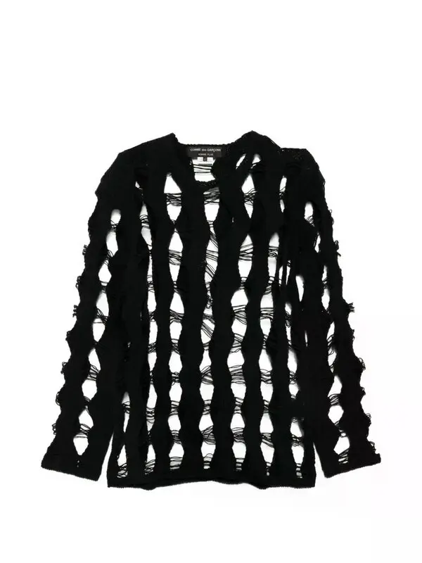 Comme Des Garçons Distressed Open-knit Sweater - Black