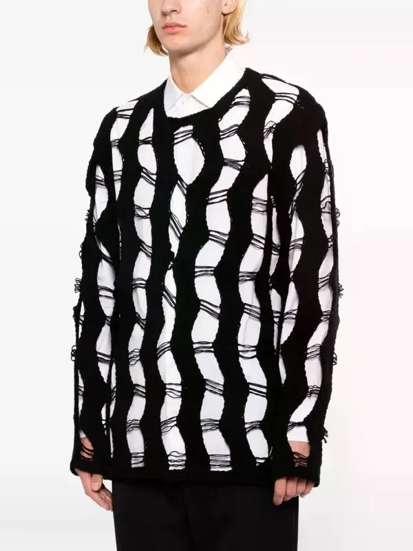 Comme Des Garçons Distressed Open-knit Sweater