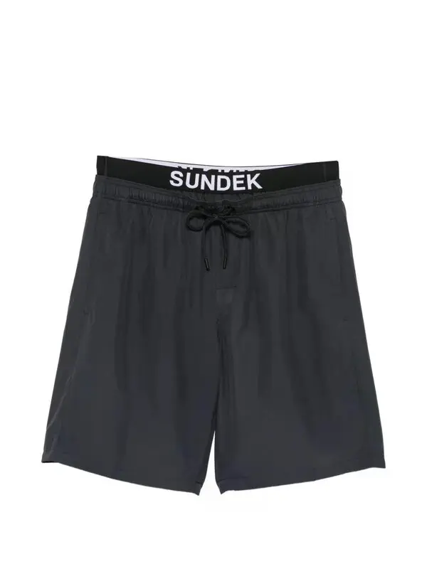 Sundek Logo Waistband Swim Shorts - Black