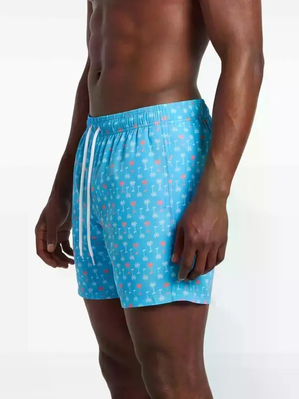 Sundek Palm Tree Pattern Swim Shorts - Blue