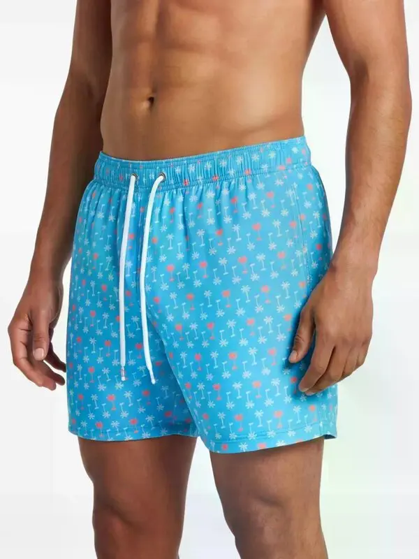 Sundek Palm Tree Pattern Swim Shorts - Blue