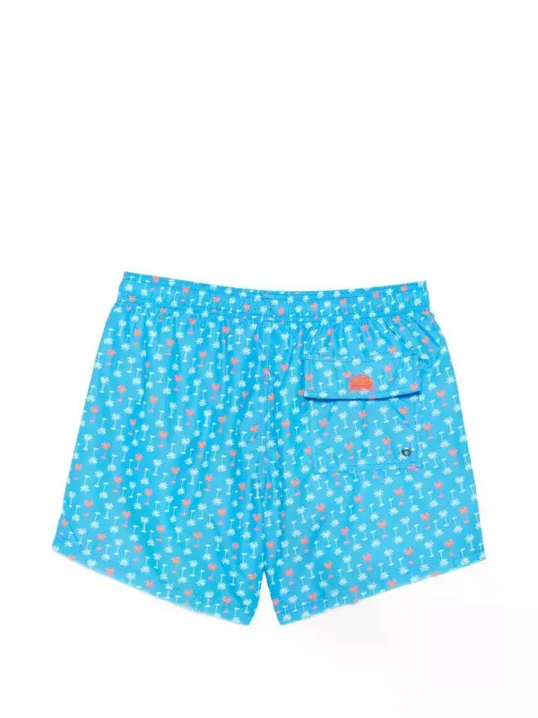 Sundek Palm Tree Pattern Swim Shorts - Blue