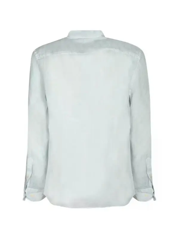 120% Lino Long-sleeve Mandarin-collar Shirt