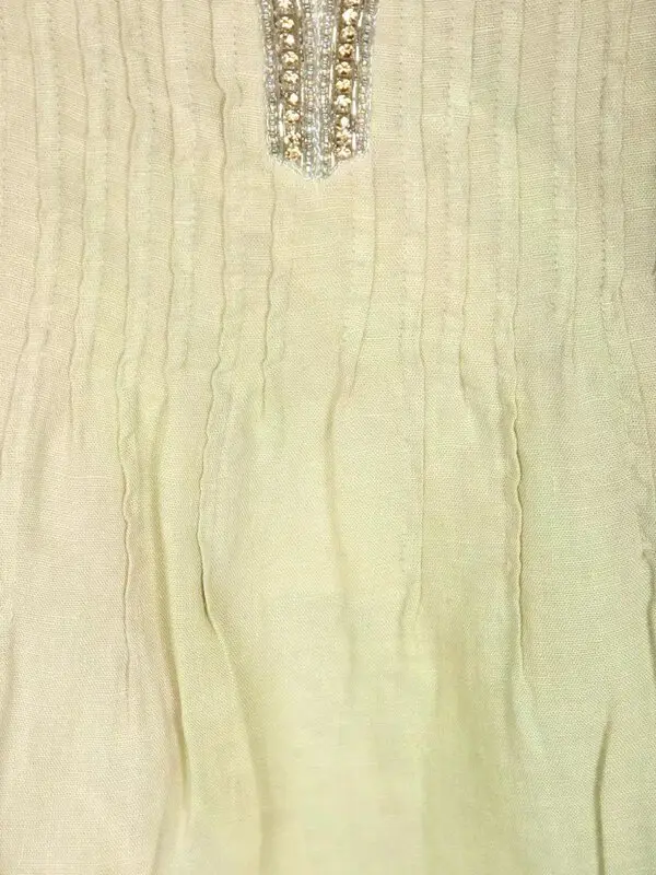 120% Lino Crystal-embellished Pintuck Tunic