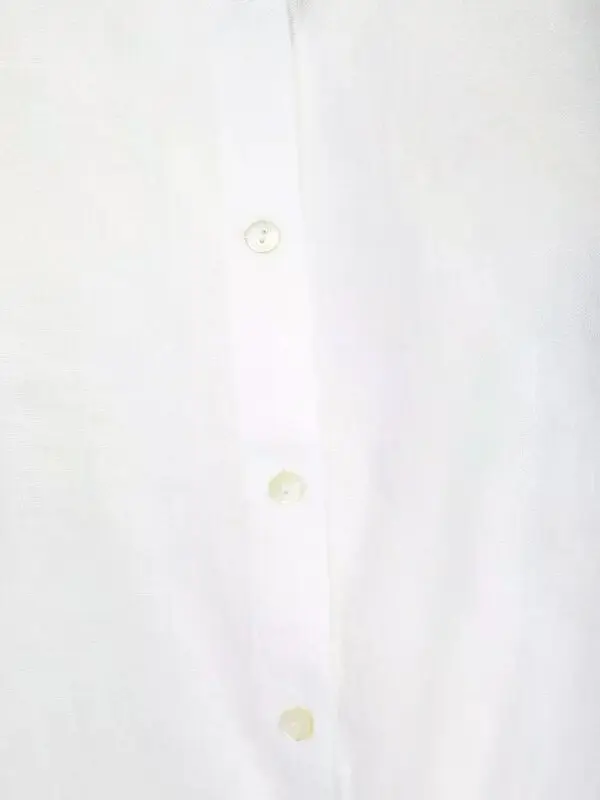 120% Lino Short-sleeve Shirt With Tie-fastening - White