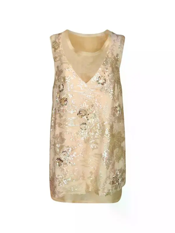 HUI HUI Floral Embroidered Mini Dress - Gold