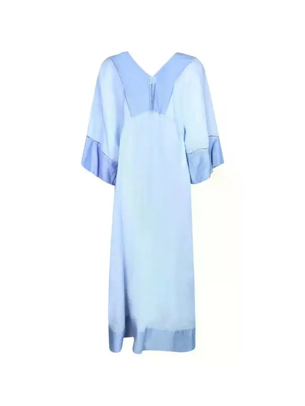 120% Lino Panelled Midi Dress With Faggoting Trim