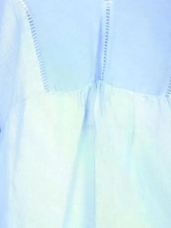 120% Lino Panelled Midi Dress With Faggoting Trim