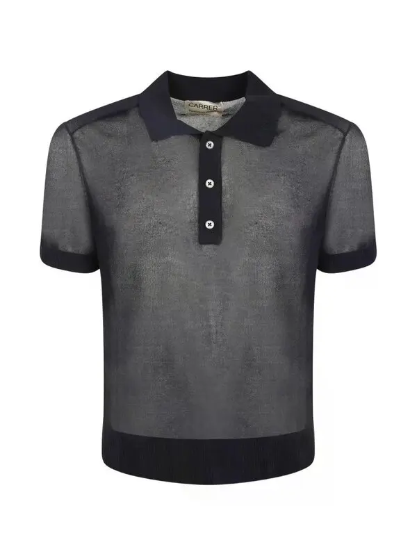 CARRER Semi-sheer Polo Shirt - Blue