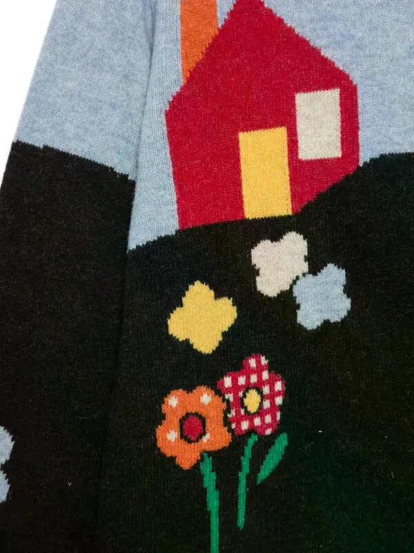 Moschino Intarsia Knit Landscape Motif Sweater