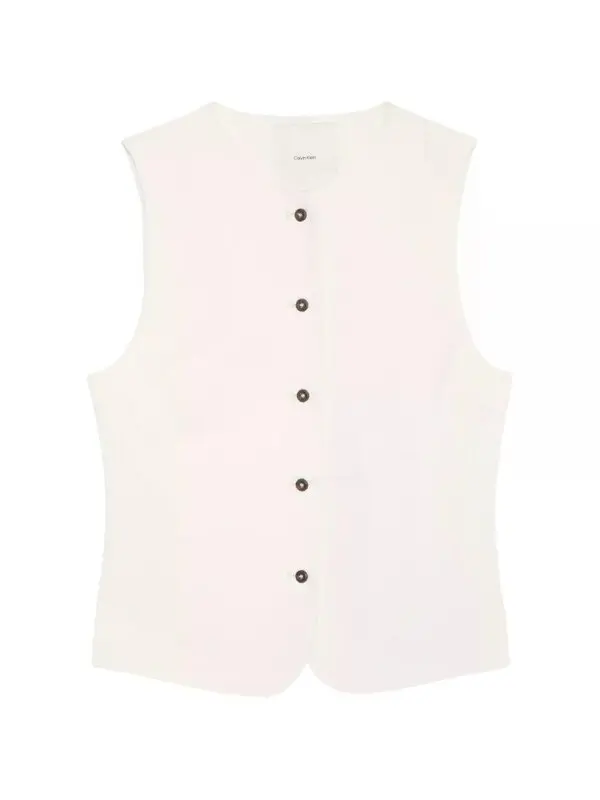 Calvin Klein Sleeveless Button-up Waistcoat - White