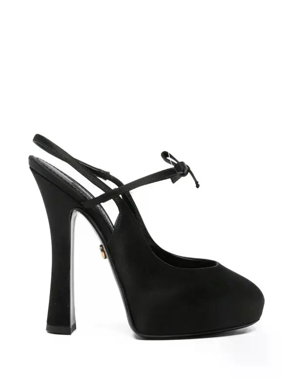 Dolce & Gabbana Satin Bow Detail Slingback Pumps - Black