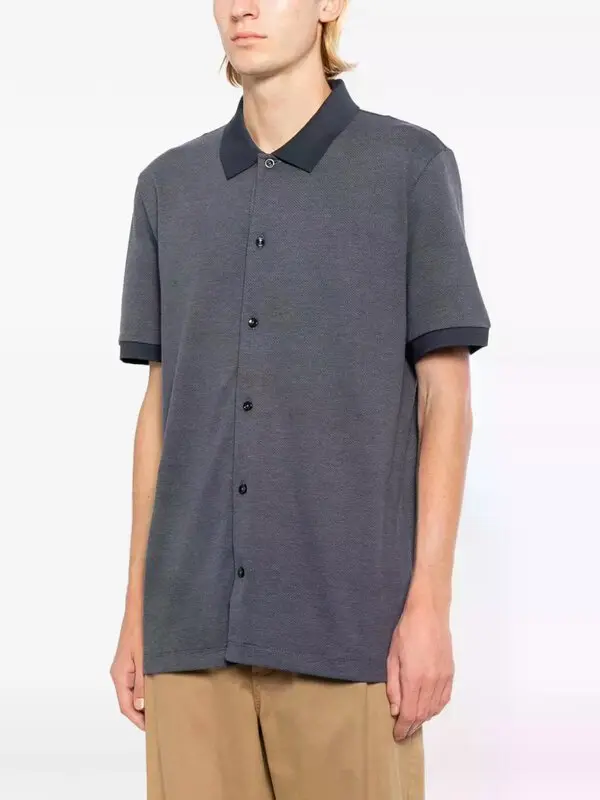 BOSS Button-front Pique Shirt - Blue
