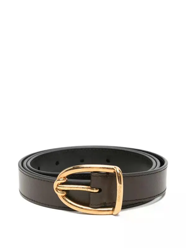 TOM FORD Grained Leather Belt With Logo Engraving - Brown