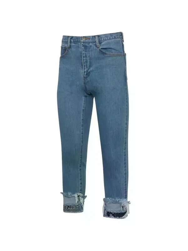 Facetasm Cropped Jeans With Print Detail