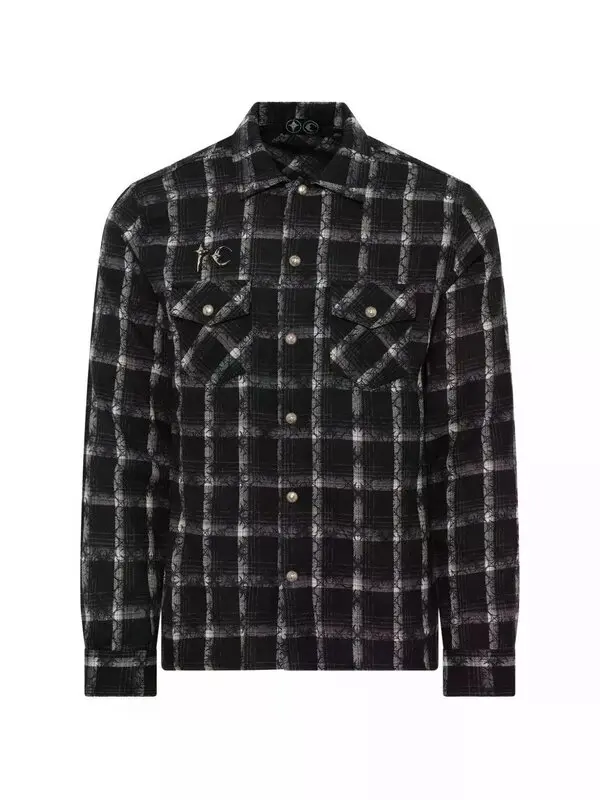 THUG CLUB Patterned Button-up Shirt - Black