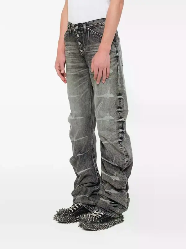 THUG CLUB Laser Washed Parkour Long Jeans