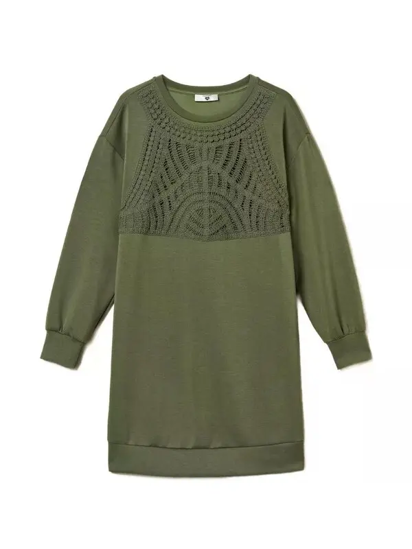 TWINSET Short Scuba Dress With Crochet Detail - Green