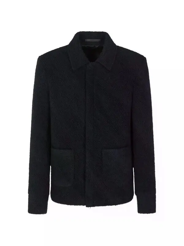 Giorgio Armani Textured Zip-up Single Breasted Coat