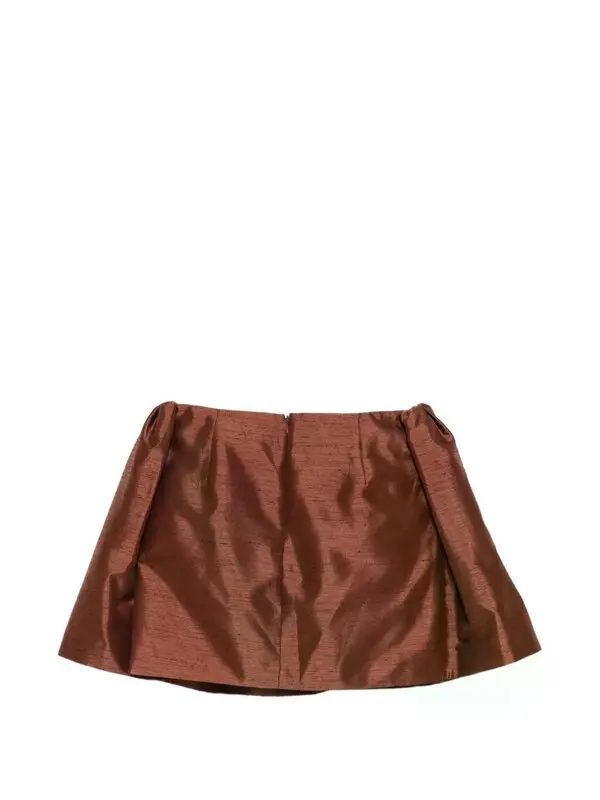 SHUSHU/TONG Pleated Slub-texture Skirt - Brown