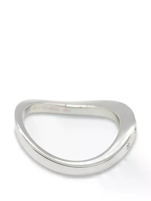 Cartier 18k White Gold Diamond Logo Engraved Ring - Silver