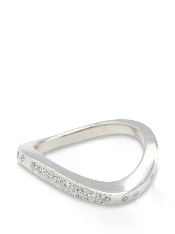 Cartier 18k White Gold Diamond Logo Engraved Ring