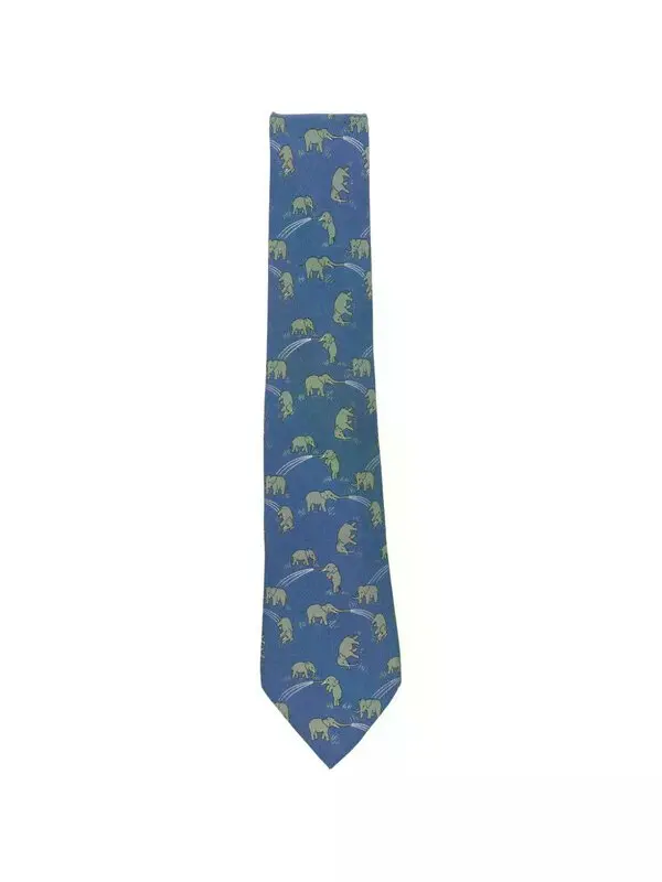 Hermès Elephant Print Silk Tie