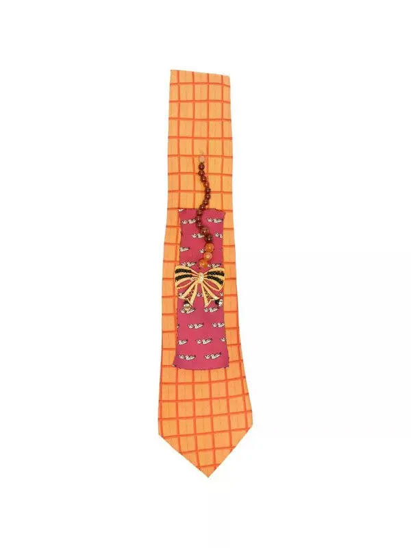 A.N.G.E.L.O. VINTAGE CULT X Stefania Bertoni Customised Hermès Silk Tie - Orange