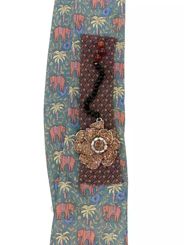 A.N.G.E.L.O. VINTAGE CULT Customized Hermés Elephant-print Silk Tie - Blue