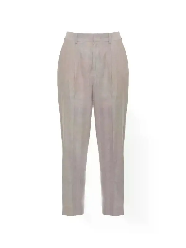 PT TORINO Herringbone Pleated Trousers - Grey