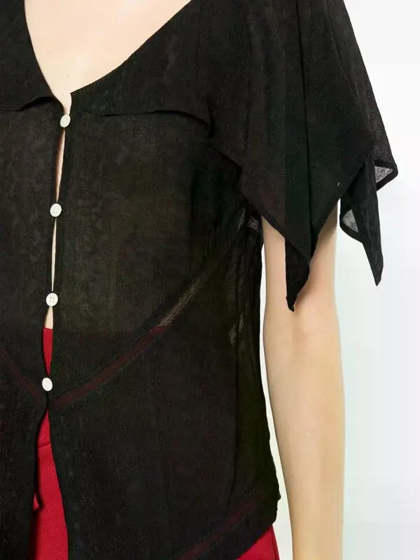 FETICO Ruffled-sleeve Button-up Blouse