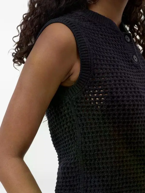 Closed Crochet-knit Button-up Vest