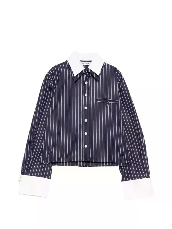 Dice Kayek Pinstriped Contrast-collar Shirt - Blue