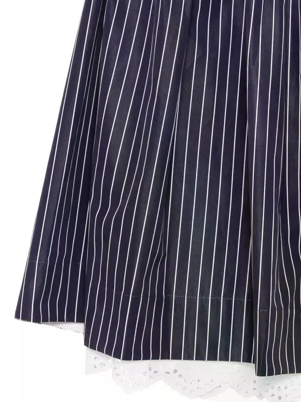 Dice Kayek Pinstriped Midi Skirt With Lace Hem