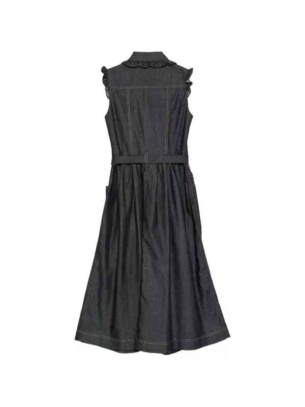 Dice Kayek Ruffled Chambray Midi Dress