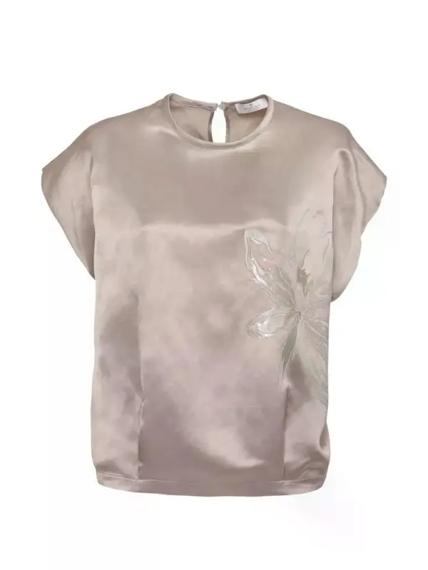 PANICALE Sequin-embellished Floral Motif Blouse - Neutrals
