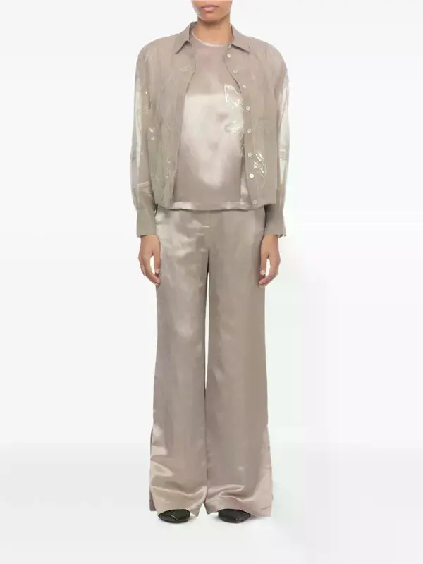 PANICALE Sequin-embellished Floral Motif Blouse