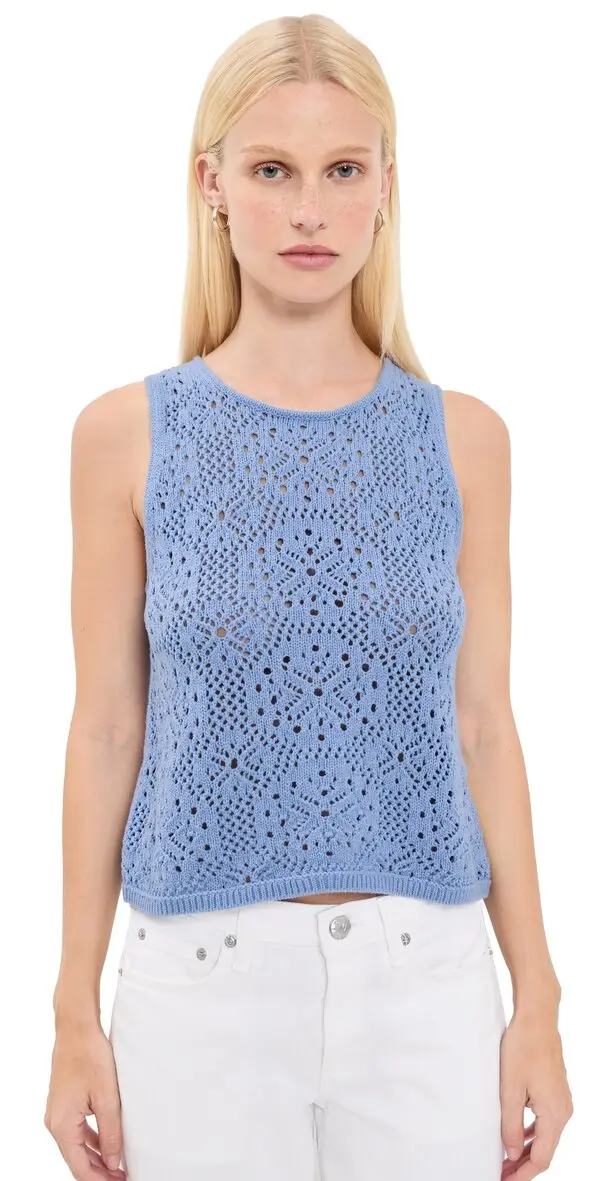 Splendid Beckham Crochet Sweater Tank - Azure